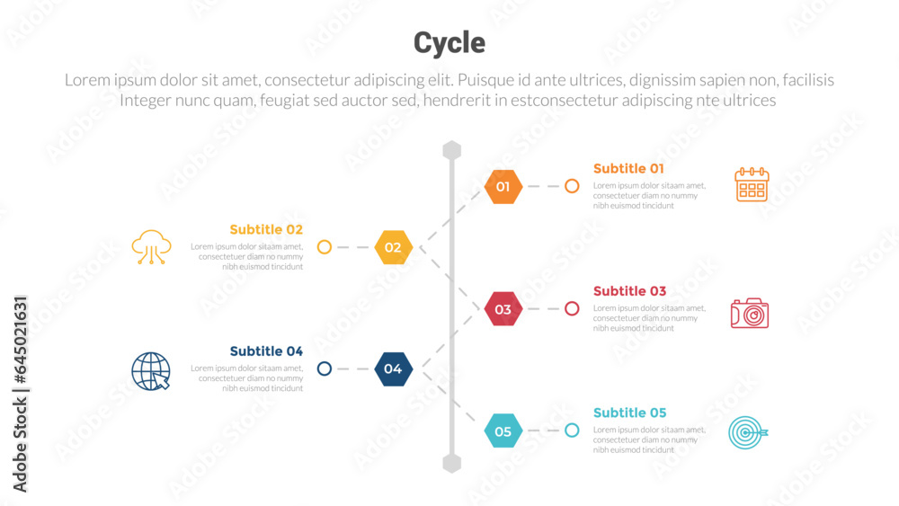 cycle or cycles stage infographics template diagram with vertical ...