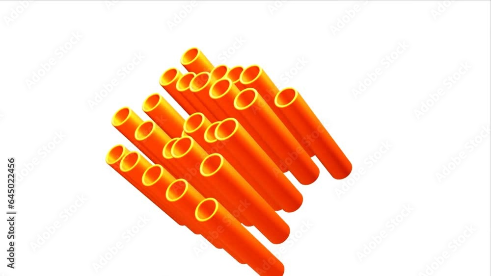 loop animation of a set of geometric shapes, pipes, cylinders, cubes ...