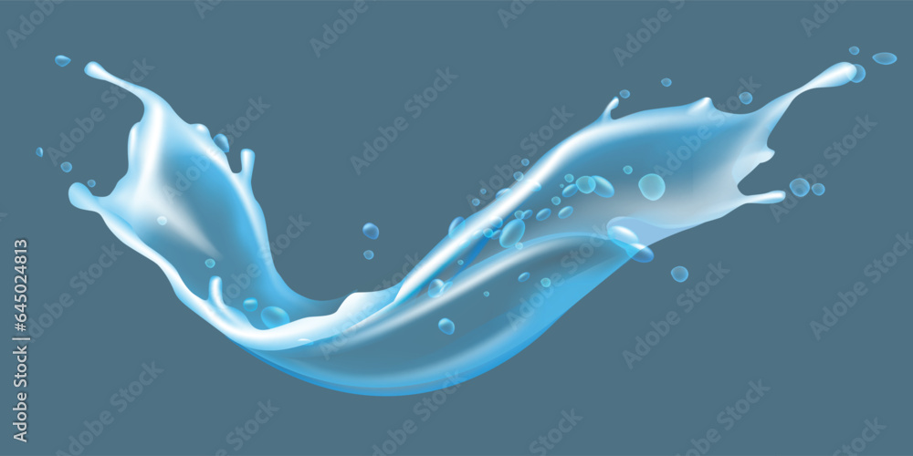 Clear liquid water splash ,Transparent blue water splashes and wave ...
