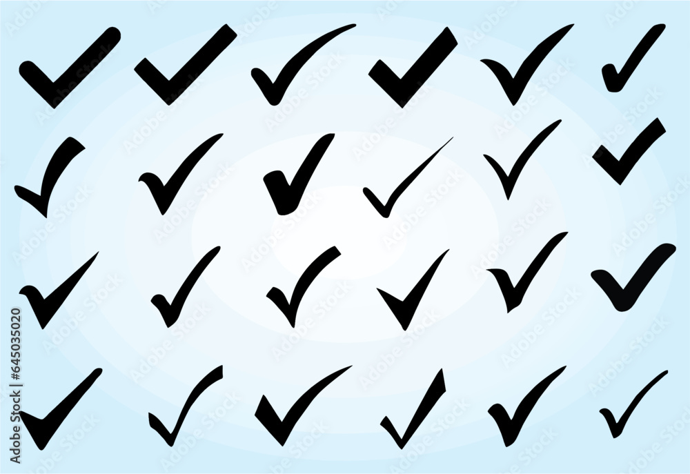 Vetor de Check mark right or correct icons. Different shape and style ...