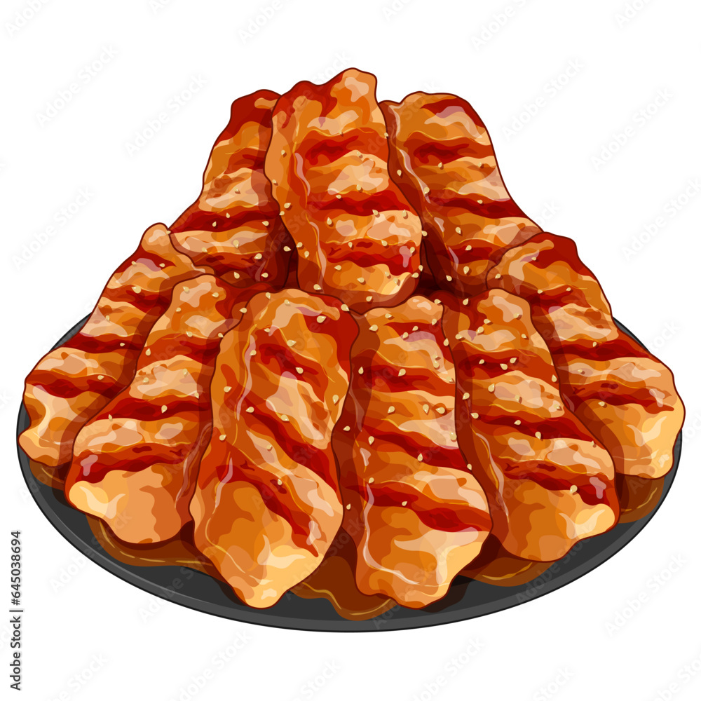 Japanese teriyaki chicken stir fry illustration vector. Japanese food ...