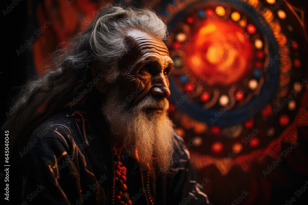 A Native Australian elder sharing Dreamtime stories with colorful ...