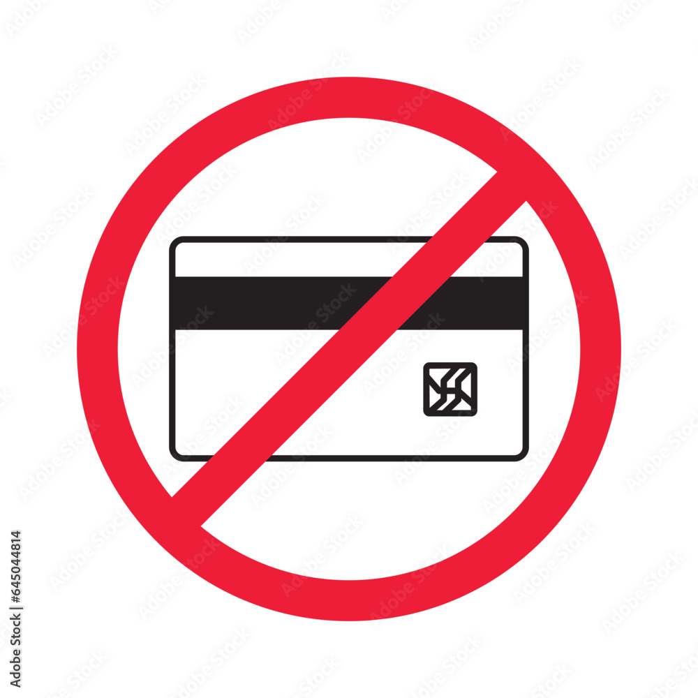 No credit card icon. Prohibited credit card vector icon. Forbidden ...