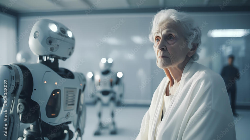 Elderly Care Robot In Intelligent Hospital Concept Ai Artificial