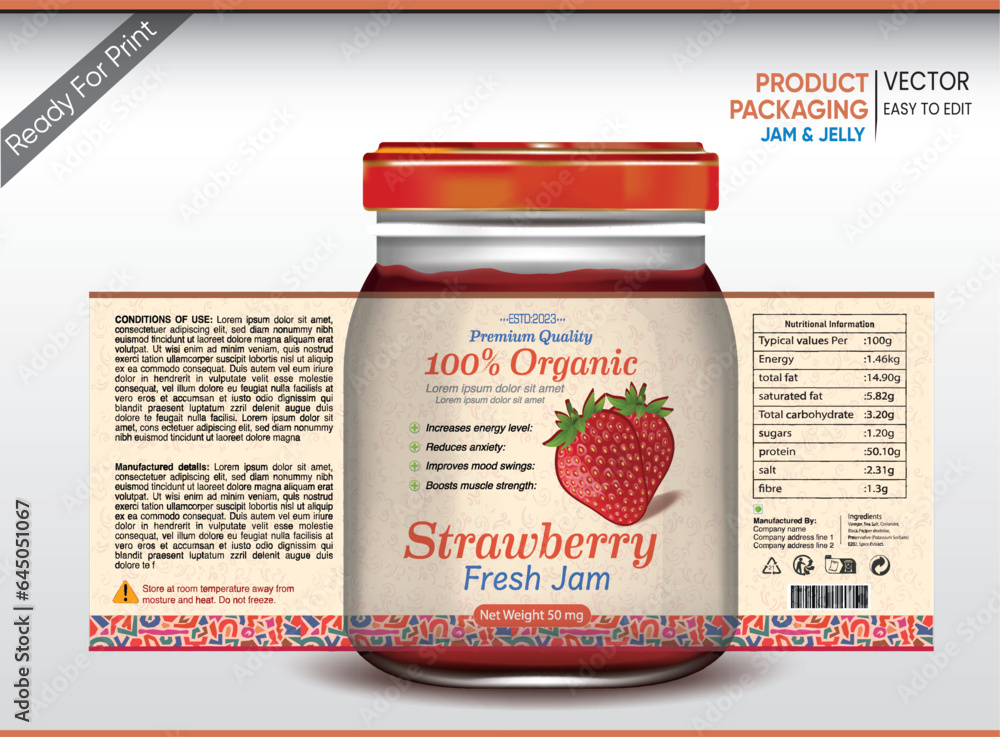 Jam Label, Jelly Packaging, strawberry jam, orange jam, packaging ...