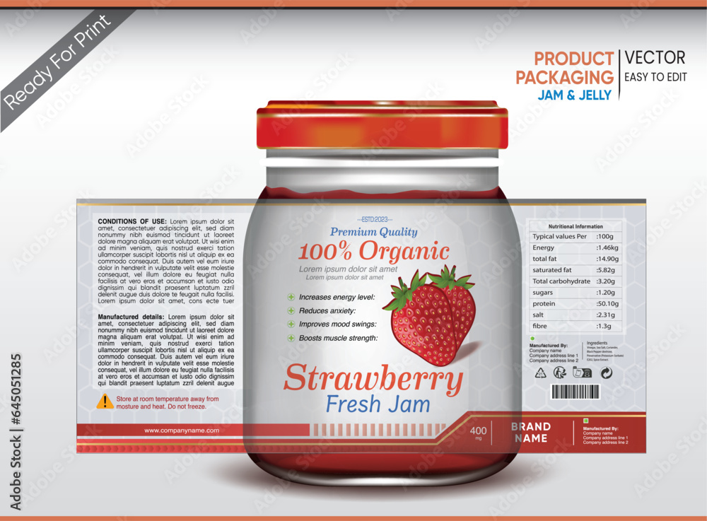 Jam Label, Jelly Packaging, strawberry jam, orange jam, packaging ...