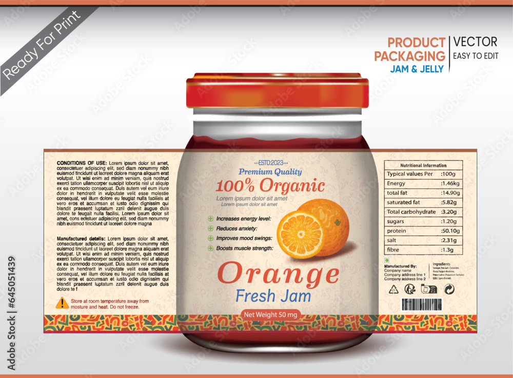 Jam Label, Jelly Packaging, strawberry jam, orange jam, packaging ...