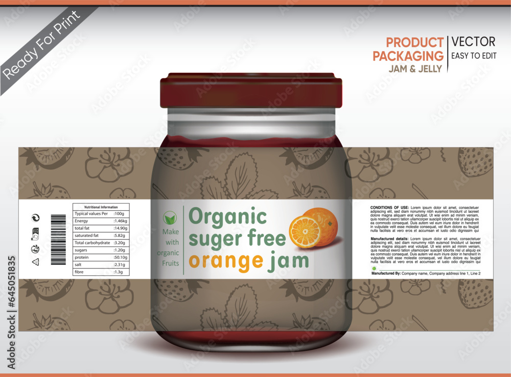 Jam Label, Jelly Packaging, strawberry jam, orange jam, packaging ...