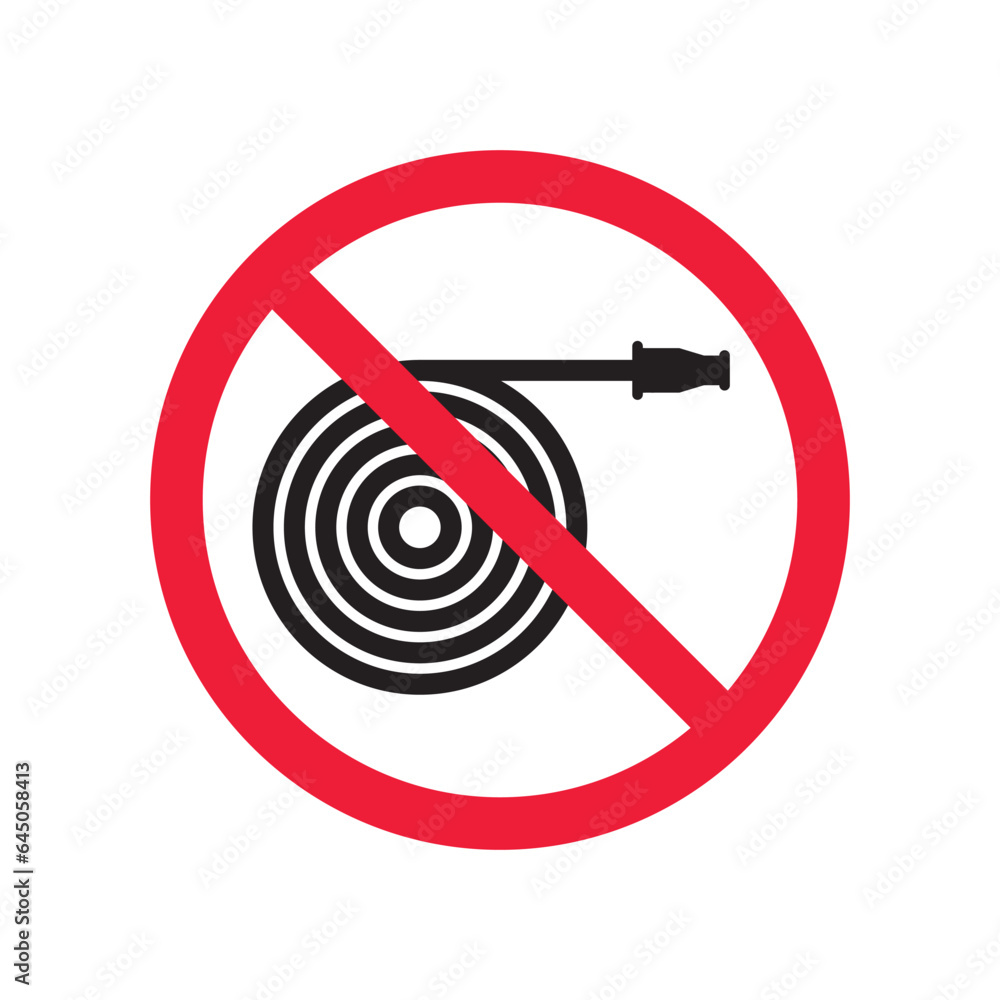 Forbidden fire hose icon. No fire hose icon. No hose vector sign ...