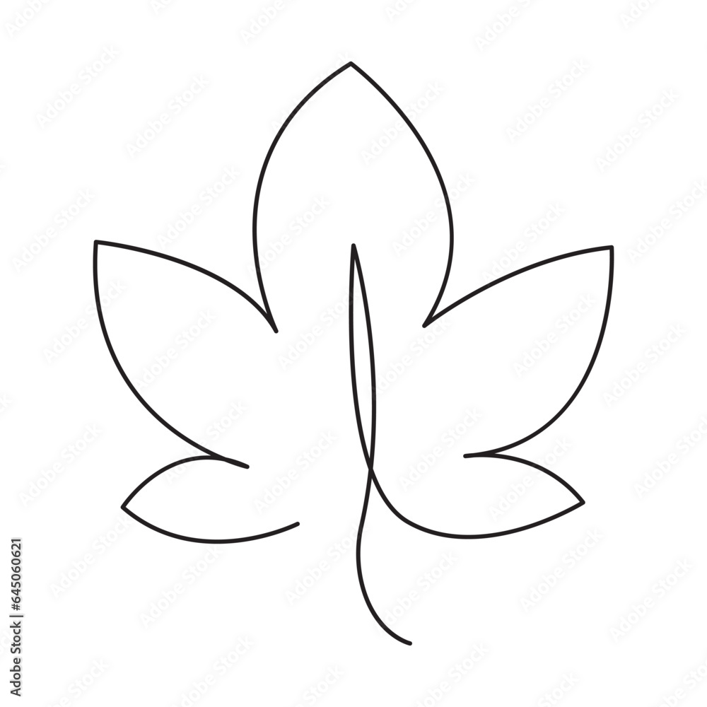 Continuous line leaf drawing vector illustration Stock Vector | Adobe Stock