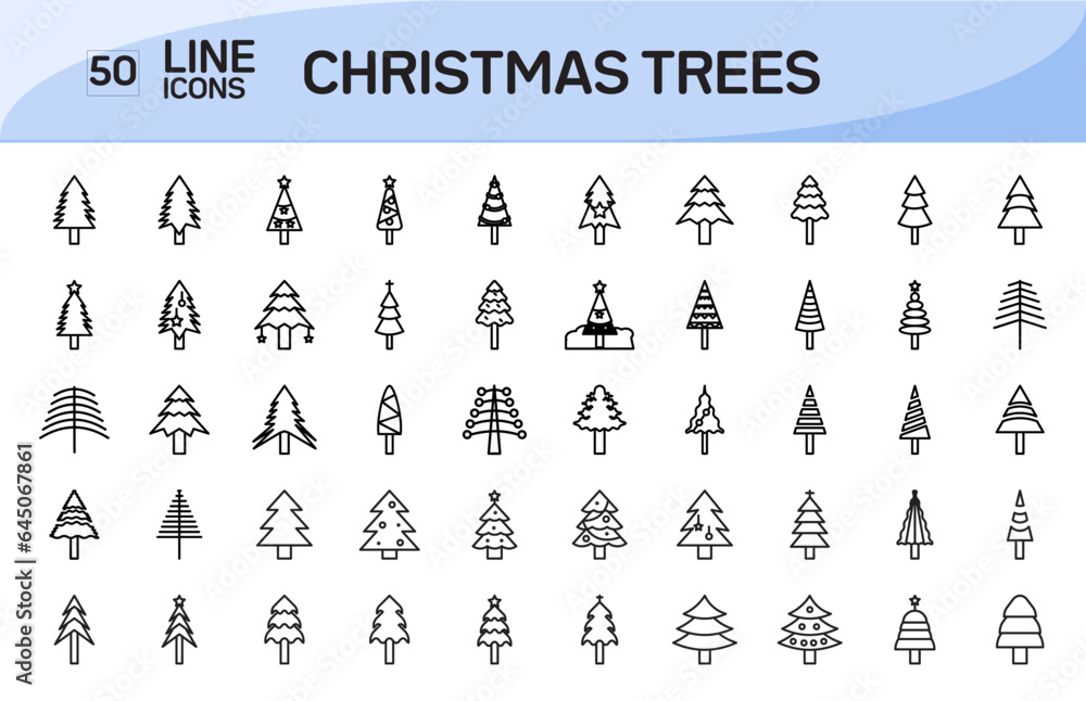 Christmas Icons Christmas Tree Line icons. Vector illustration in ...