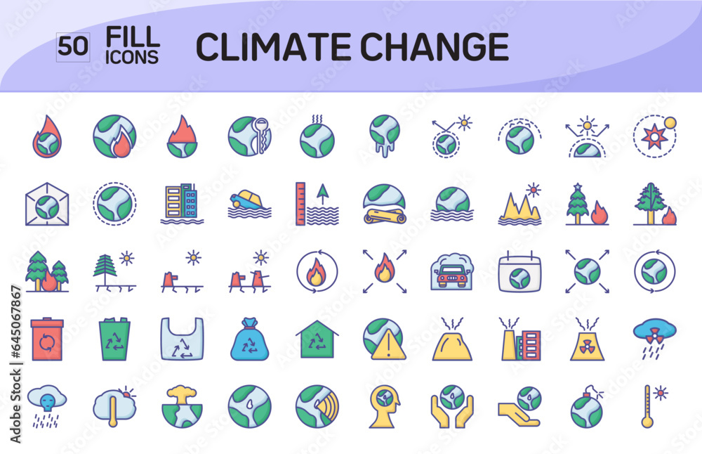 Climate Change icons, Outline Icons set. Vector illustration in modern ...