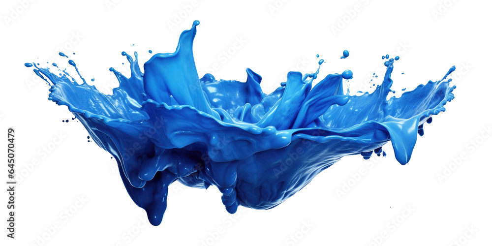 Blue paint splash isolated on transparent background - Generative AI ...