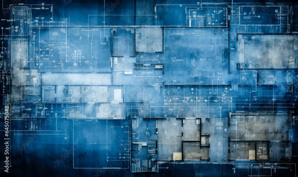 Architectural Blueprints plan layout and blueprint design, dark cyan ...