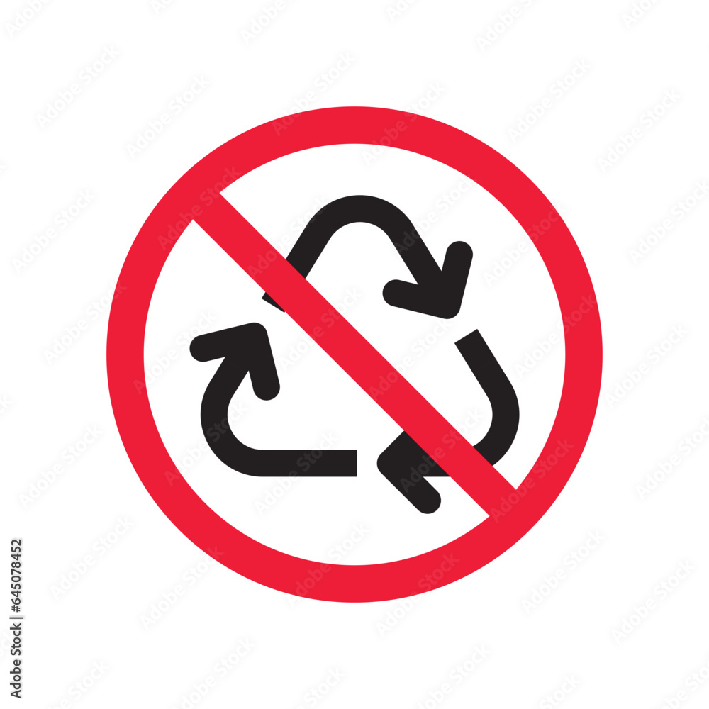 Do not recycle icon. Prohibited recycling vector icon. No recycle icon ...