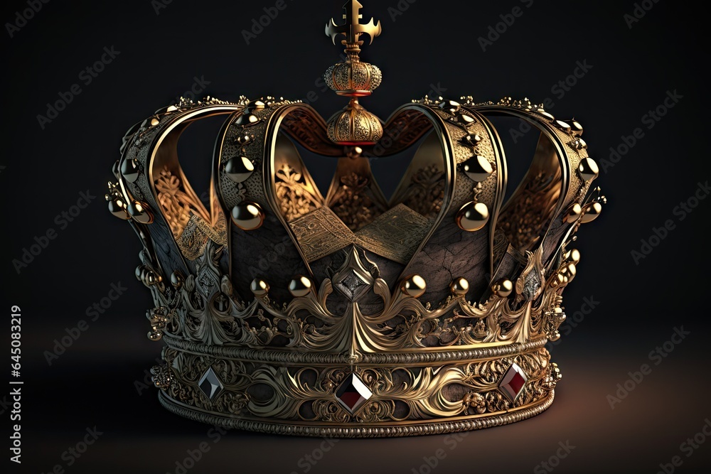 Royal golden crown over black background with vignette Stock ...