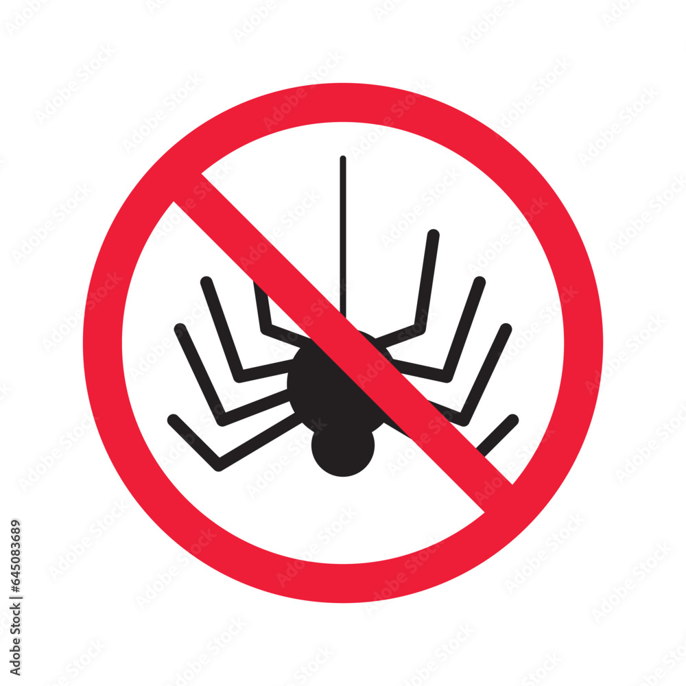 Forbidden spider icon. No bugs icon. Prohibited insects vector icon ...