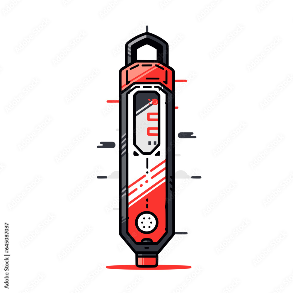 Altitude meter vector icon in minimalistic, black and red line work ...