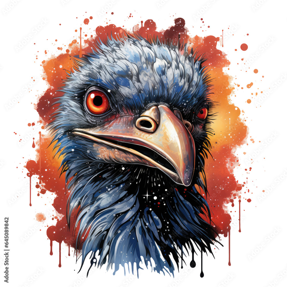 An Emu-inspired T-shirt design portraying an emu as a cosmic painter ...