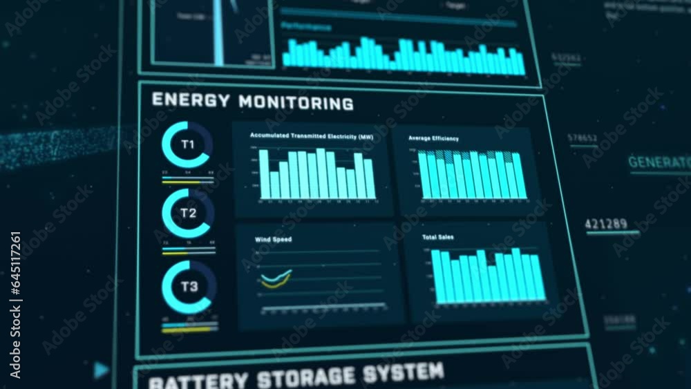 Futuristic wind turbine energy control center interface design, digital ...