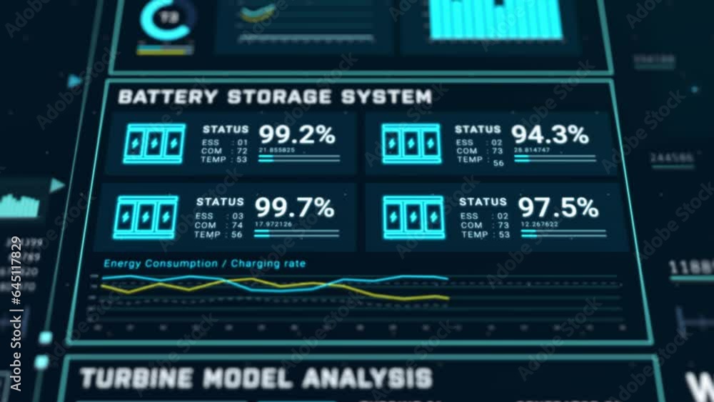 Futuristic wind turbine energy control center interface design, digital ...