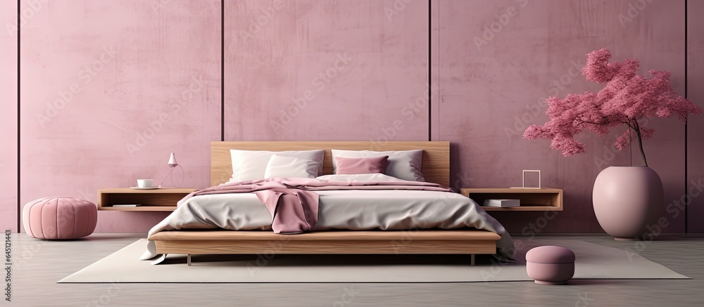 Bedroom interior design with minimal Muji influence, featuring a ...