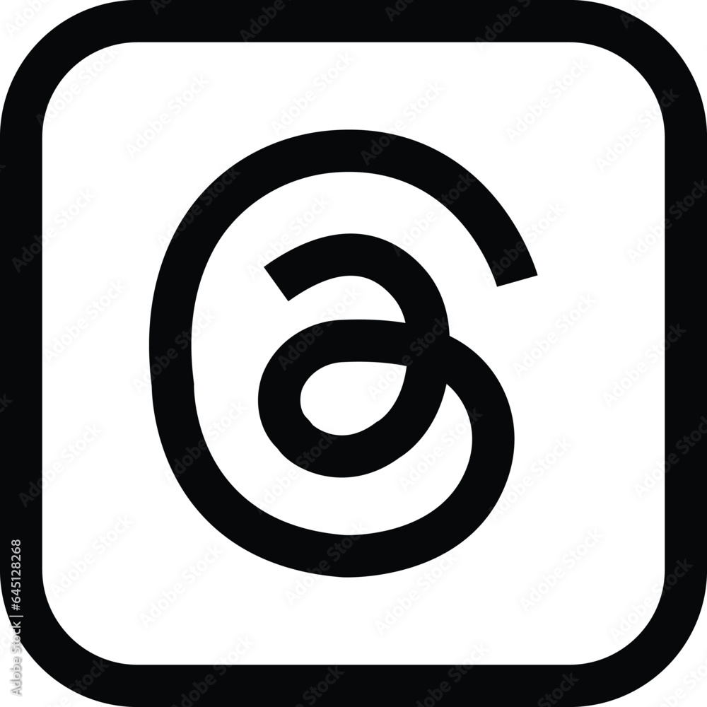 Threads mobile app icon and logo on transparent background, vector ...
