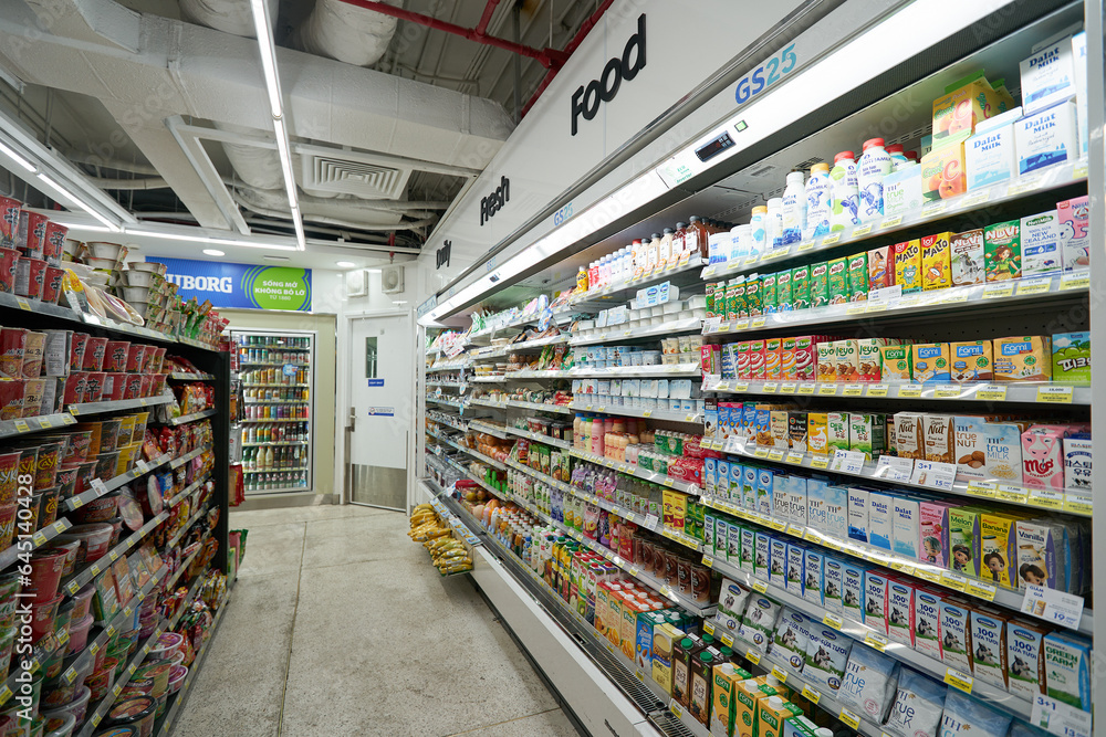 HO CHI MINH CITY, VIETNAM - MARCH 29, 2023: interior shot of GS25 store ...
