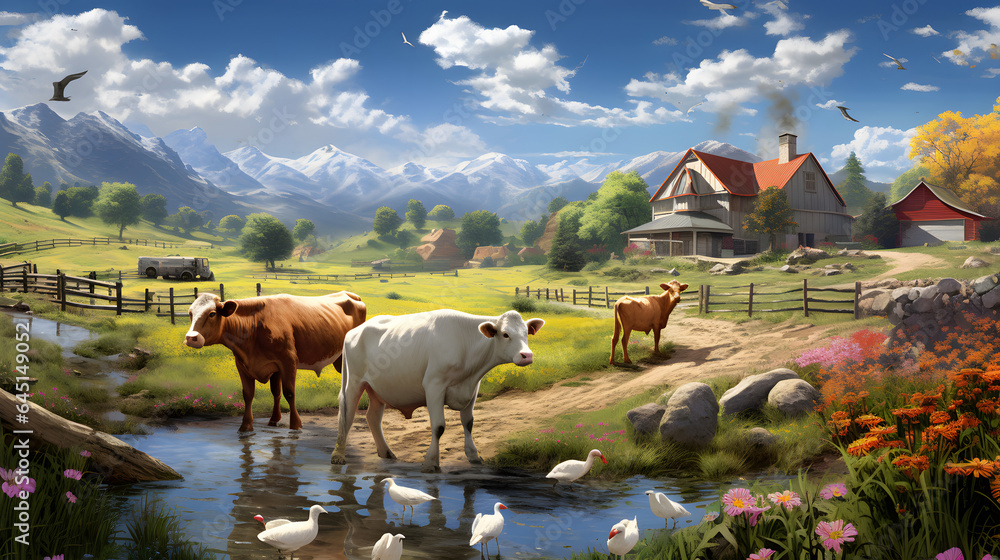 farm life with images of adorable farm animals in pastoral settings ai ...