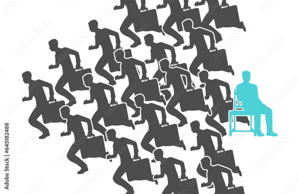 Opposite direction. Businessman, unique man thinking different, way ...