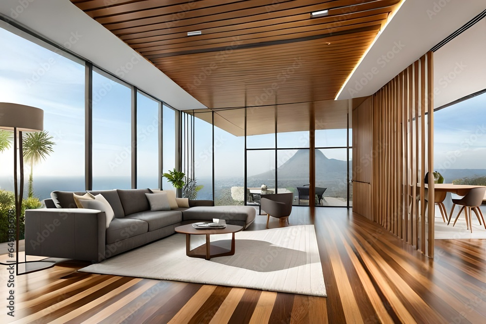 Illustrate a Sustainable Contemporary environment, featuring eco ...