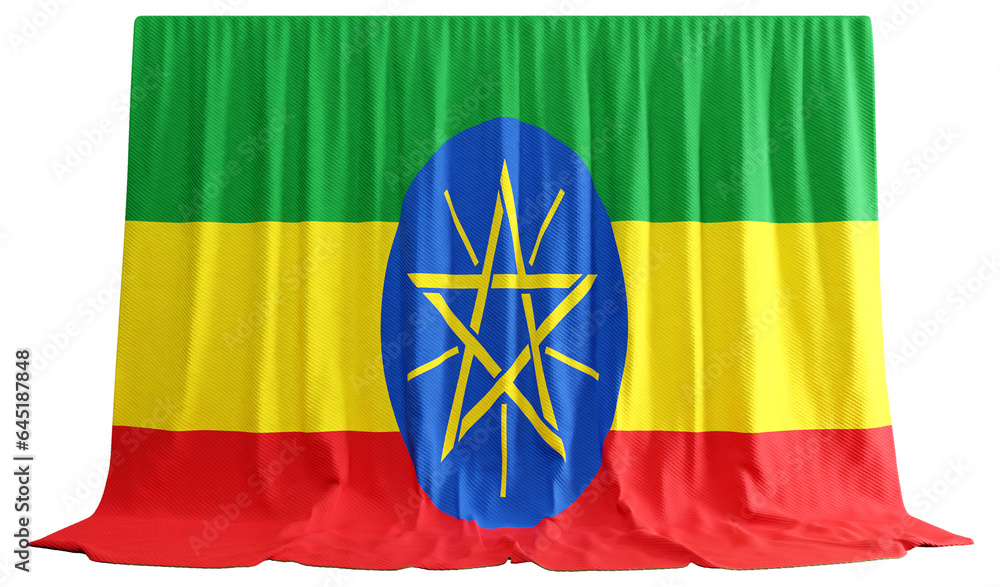 Amharic Flag Curtain in 3D Rendering Celebrating Ethiopia's Rich ...