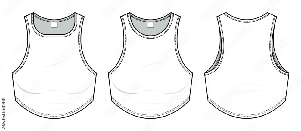 Curved Hem Tank Top technical fashion illustration. Tank Top fashion ...