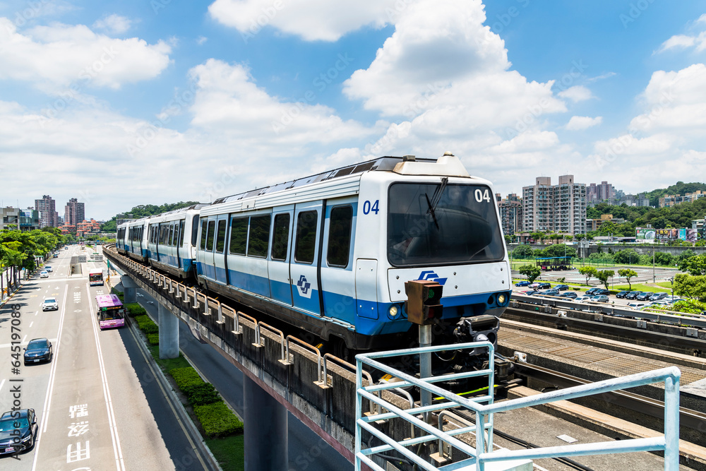 Taipei, Taiwan-July 5, 2020: Wenhu or Brown line of Taipei MRT in ...