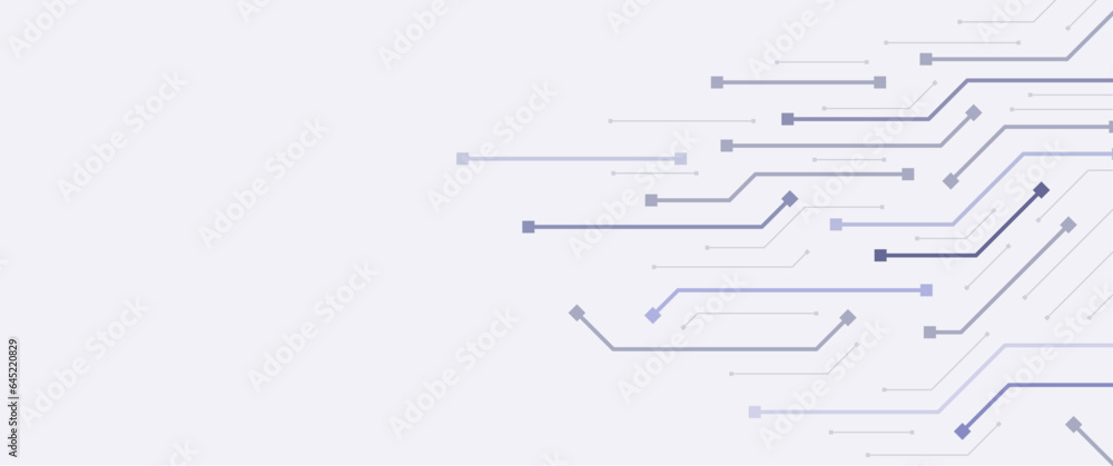 seamless abstract minimalist electronic circuit path on a white ...