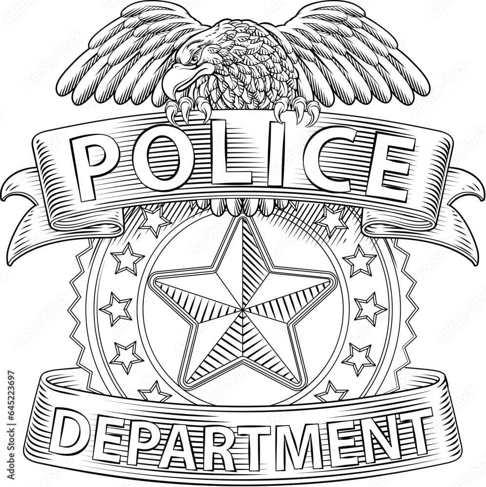 Police Badge Shield Star Sheriff Cop Crest Symbol Stock Vector | Adobe ...