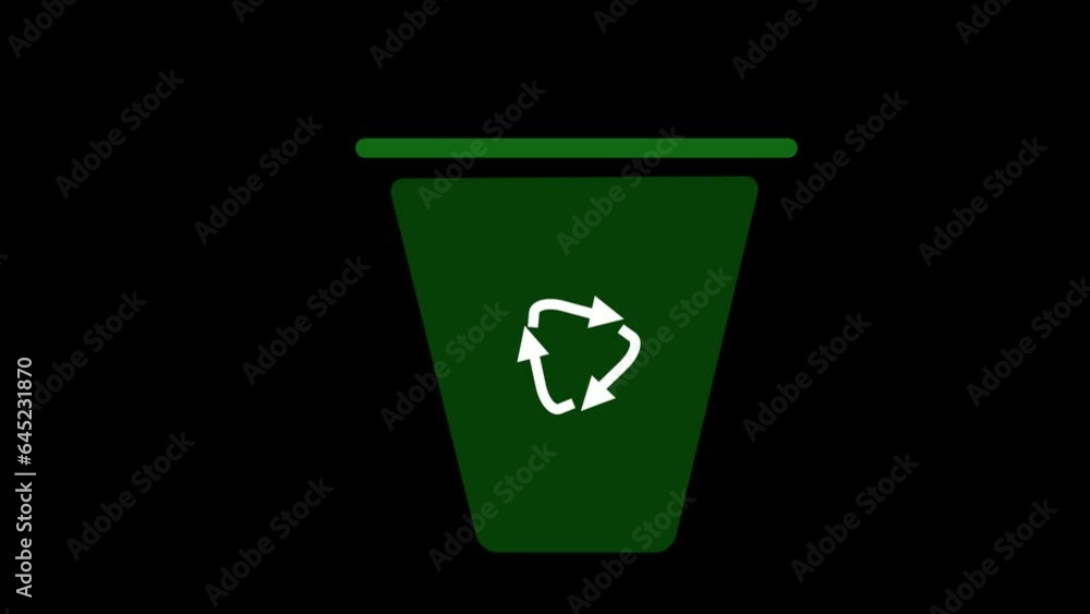 2d animated green recycling eco bin, Recycle bin icon isolated on ...