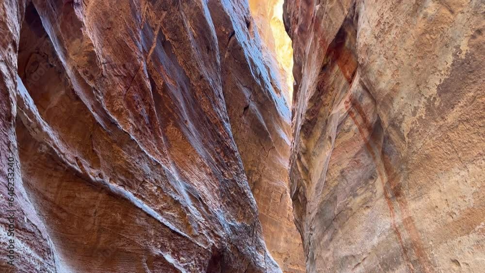 Petra valley in Wadi Musa, Jordan with The Treasury in the middle of a ...