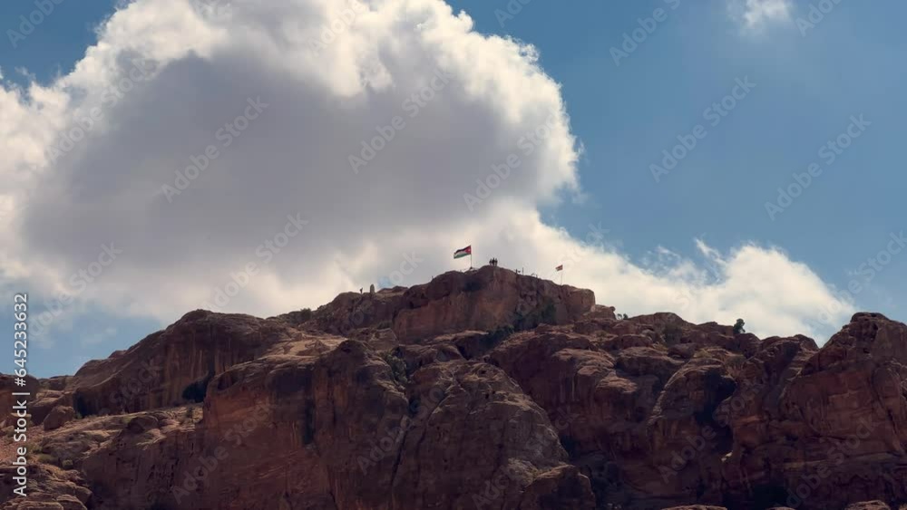 Petra valley in Wadi Musa, Jordan with The Treasury in the middle of a ...
