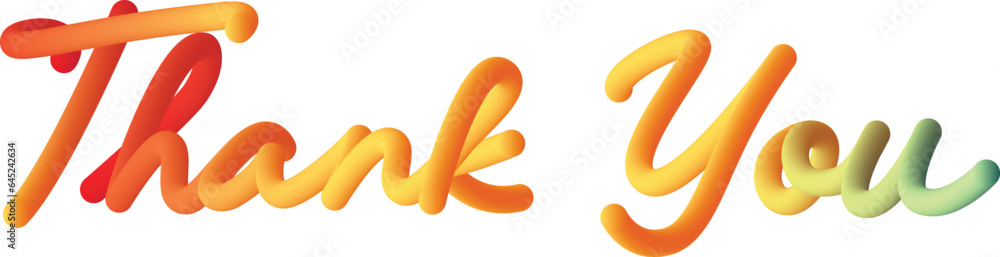 Colorful Thank you typography, with 3D color gradations like balloons ...