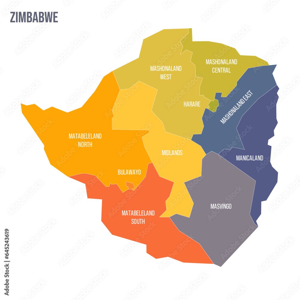 Zimbabwe political map of administrative divisions - provinces ...
