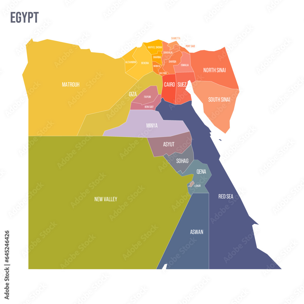 Egypt political map of administrative divisions - governorates ...