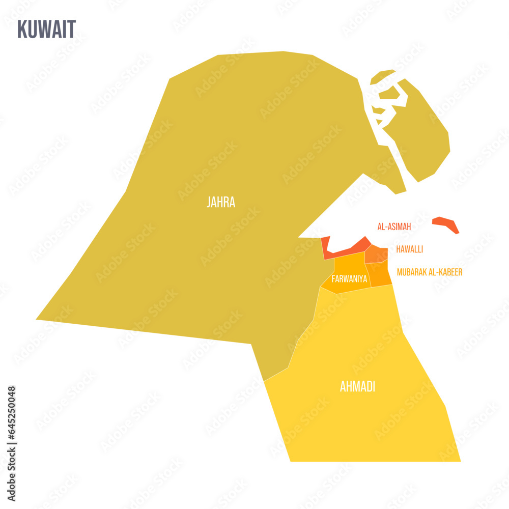 Kuwait political map of administrative divisions - governorates ...