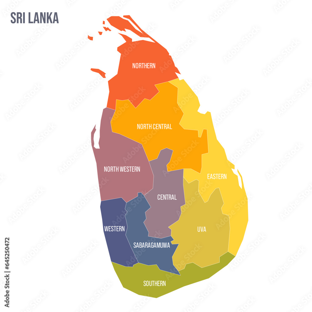 Poster Sri Lanka political map of administrative divisions - provinces – Zidna Slika | Europosteri