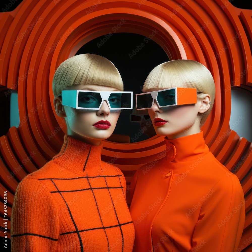 In a dystopian future, two women wearing colorful eyewear explore a ...