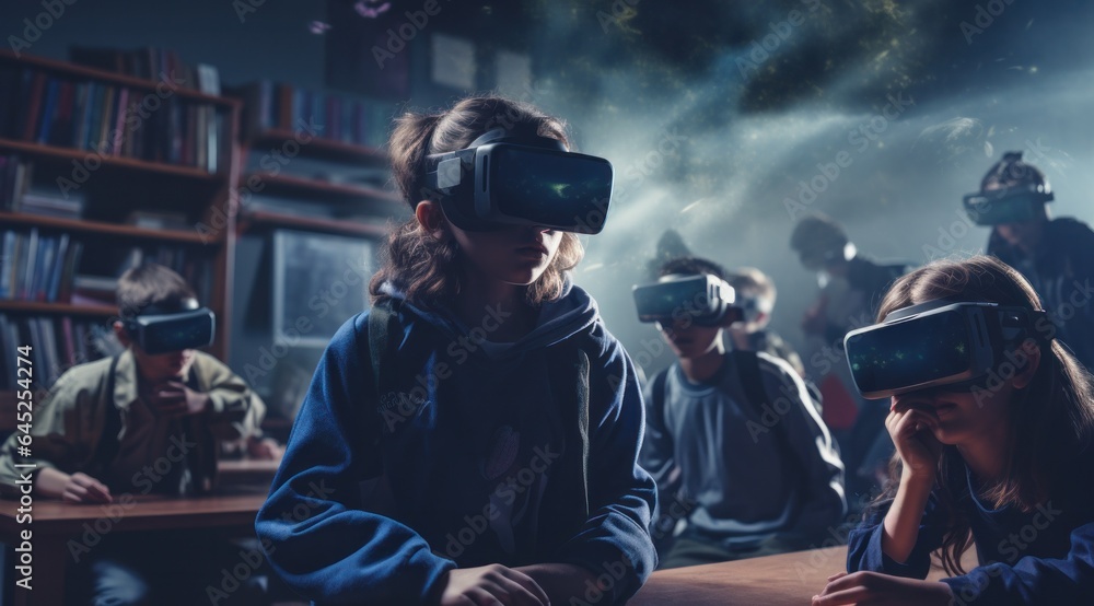 In a dystopian future, a group of people wearing virtual reality ...
