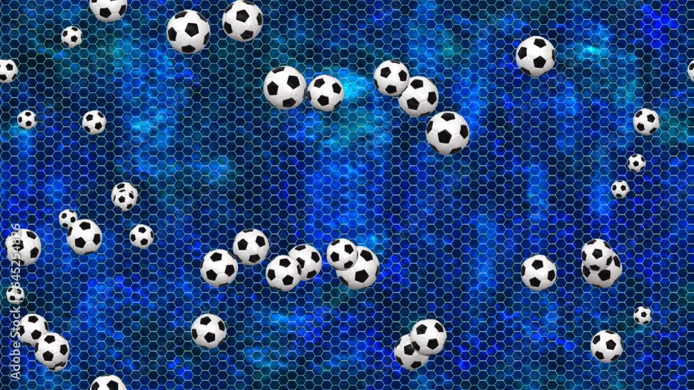 Football Ball Bounce Background (on blue net) LOOP-TILE. This footage ...