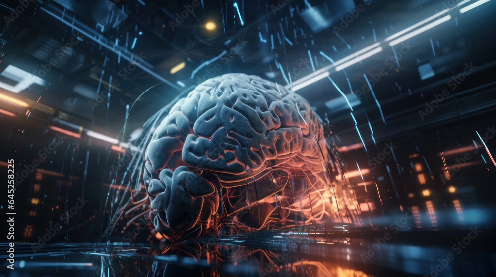 Artificial intelligence concept with circuit board background and ...