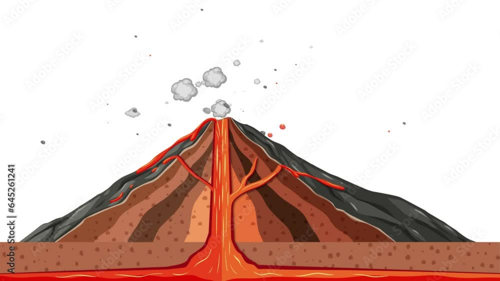 Volcano eruption showcasing detailed structure diagram of the volcano ...