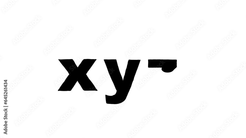 XYZ letters small forming cartoon animation black on white. Hand drawn ...